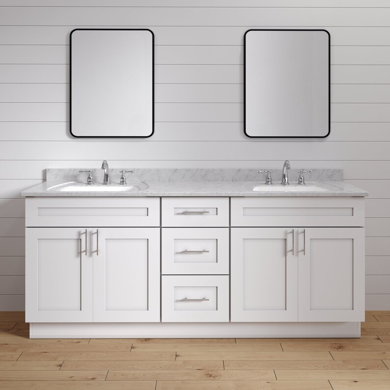 60 Inch Bathroom Vanity Double Sink Vanity White Shaker - Etsy