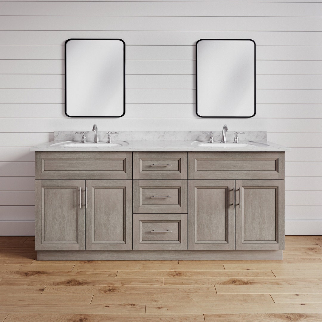 60" Grey Bathroom Vanity for Double Sink, Bathroom Furniture With ...