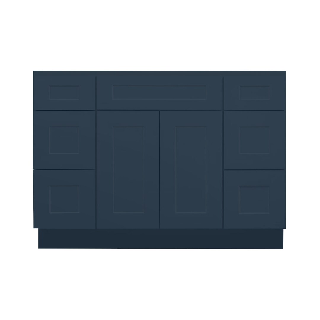 48 Bathroom Vanity, Navy Blue Shaker Vanity, Single Sink Base Cabinet ...
