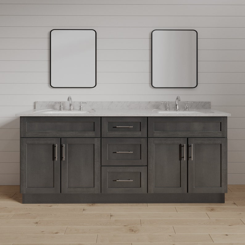 72 Gray Stained Shaker Bathroom Vanity With Double Sink - Etsy