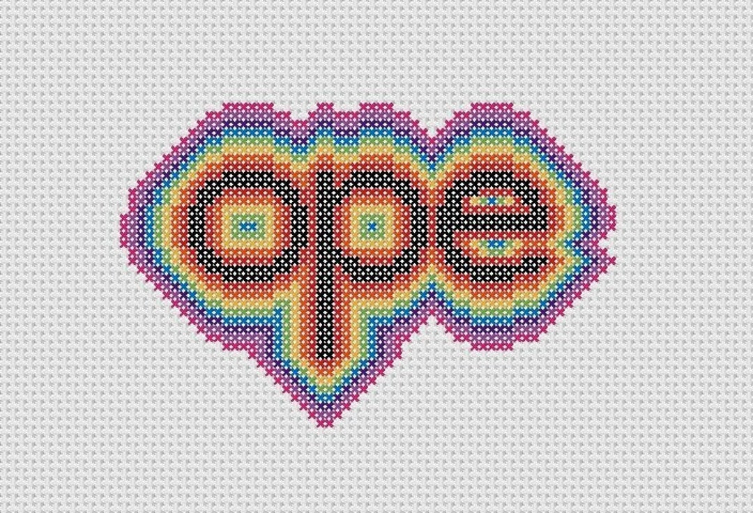 OPE! *pattern Only* Cross Stitch Pattern Retro Rainbow Midwestern ...