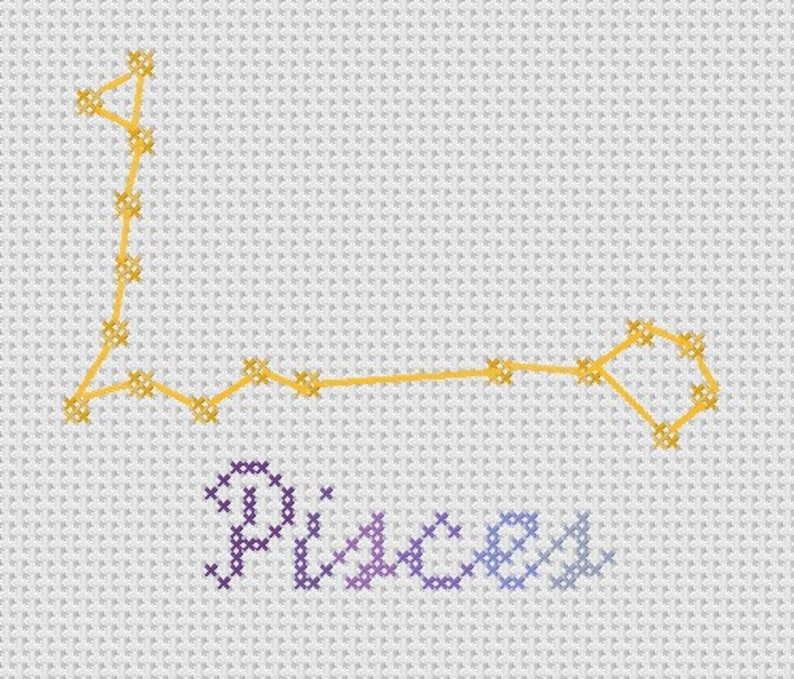 Pisces Constellation *PATTERN ONLY* Cross Stitch Zodiac Horoscope Water ...
