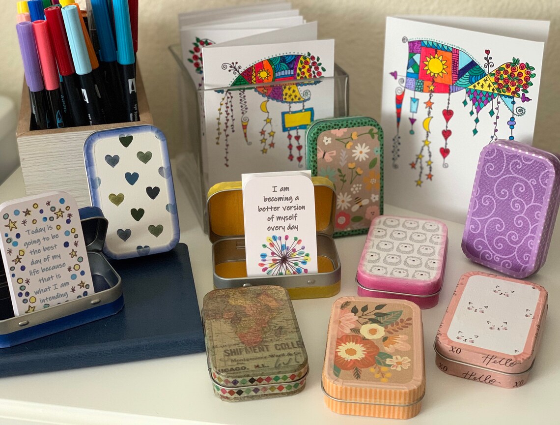 Affirmation Box With 21 Affirmation Cards, Floral - Etsy