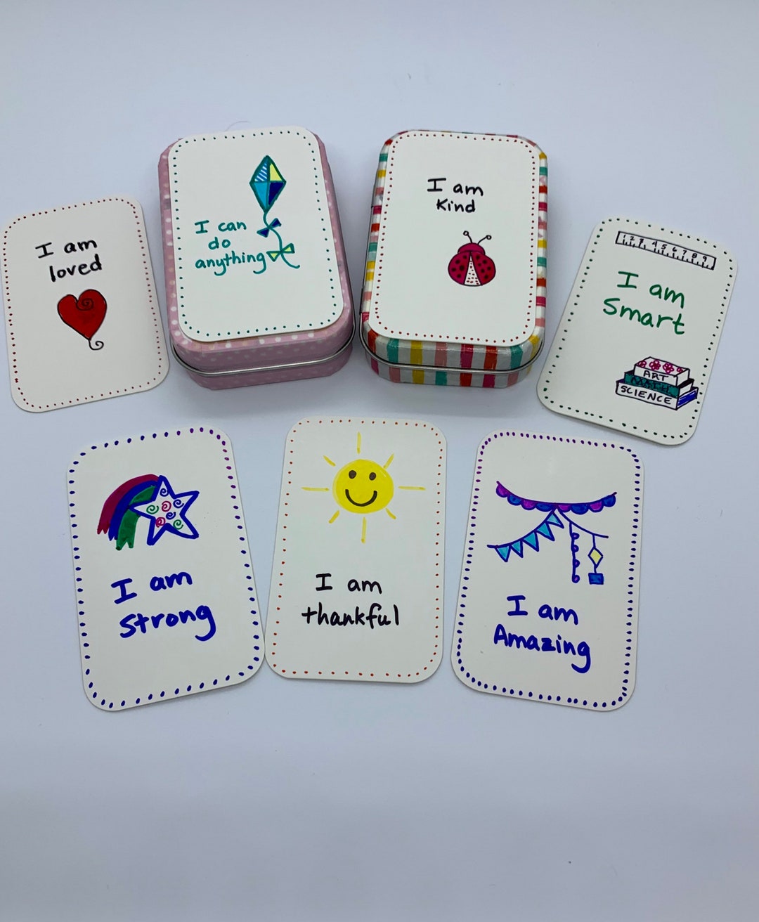 Affirmation Box With 7 Affirmation Cards, Custom for Kids - Etsy