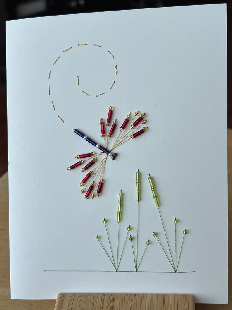 Dragonfly - Hand Embroidered / Hand Stitched / Handmade Card - Etsy