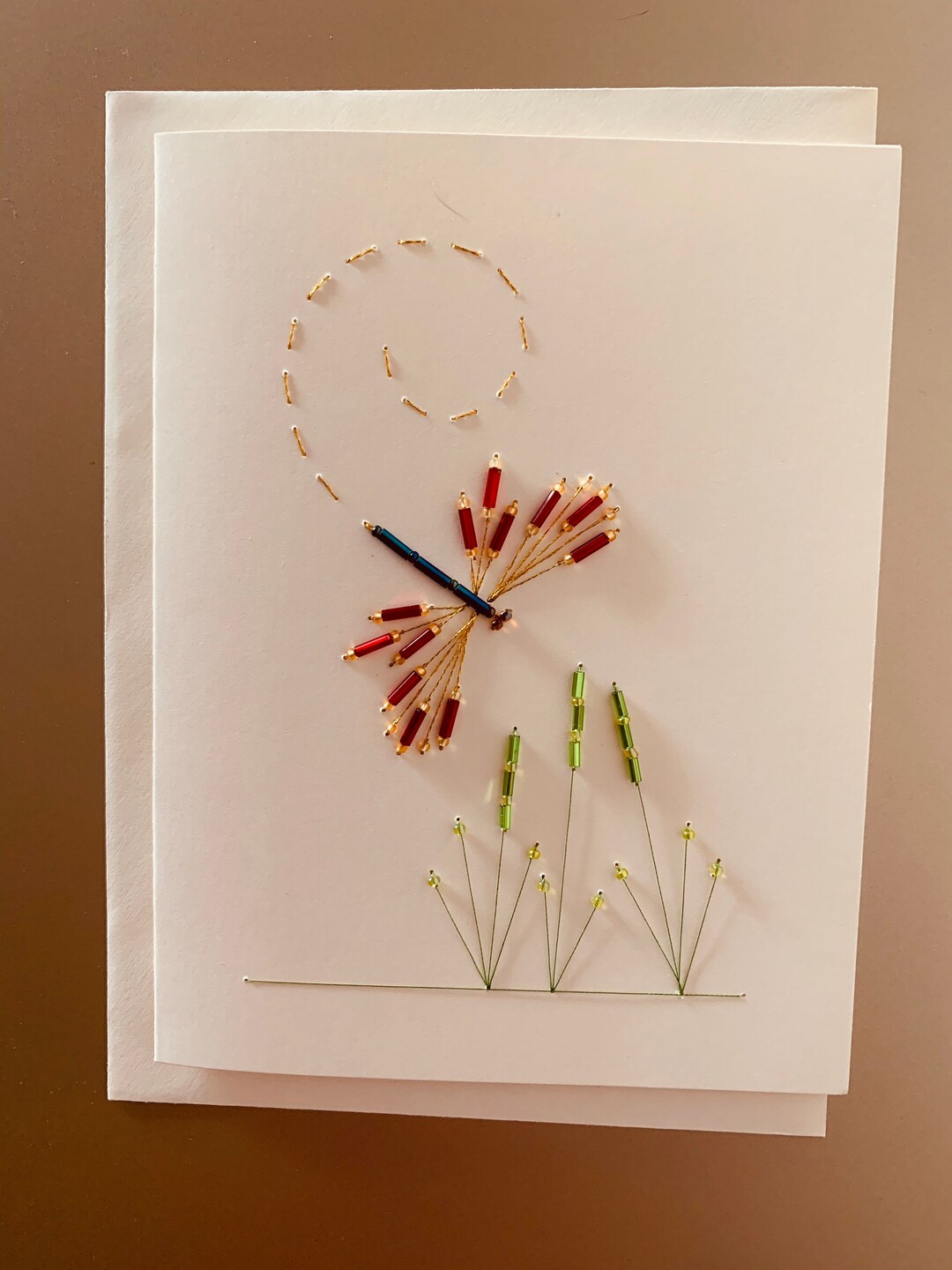 Dragonfly - Hand Embroidered / Hand Stitched / Handmade Card - Etsy