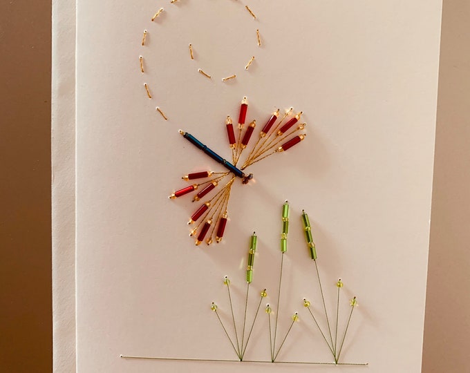 Dragonfly - Hand Embroidered / Hand Stitched / Handmade Card - Etsy