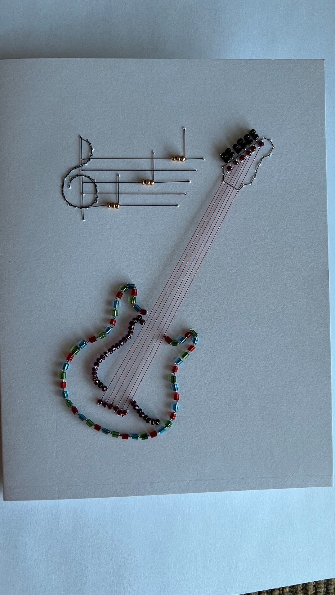 Guitar Hand Embroidered / Hand Stitched / Handmade Card - Etsy
