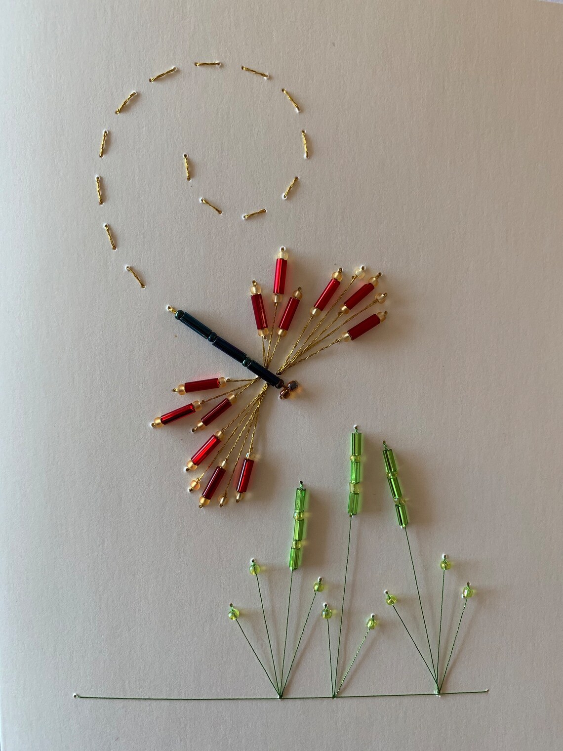 Dragonfly - Hand Embroidered / Hand Stitched / Handmade Card - Etsy