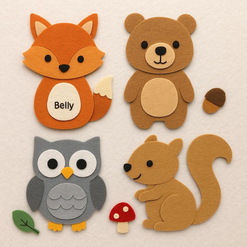 DIY Felt Forest Animals Tutorial With Pdf Pattern A4 - Delivery ...