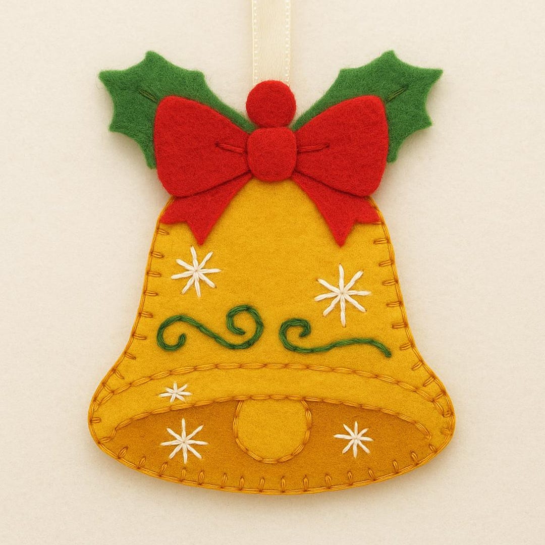 DIY Felt Pattern PDF Handmade Felt Christmas Bell Ornament Tutorial PDF ...