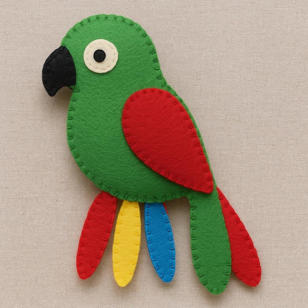 DIY Felt Pattern PDF Your Own Colorful Parrot With This Easy Step-by ...