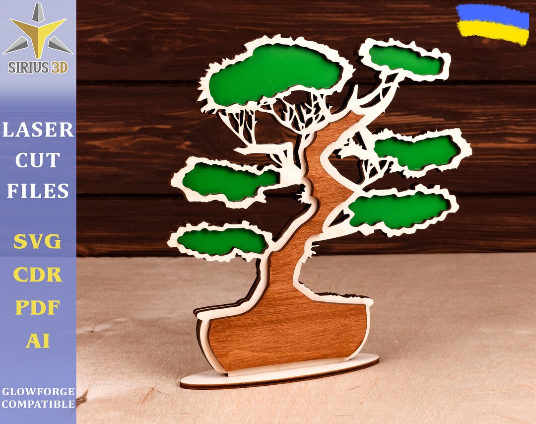 Bonsai Tree Laser Cut File. 3D Tree SVG, Multilayer Tree Laser Cut ...