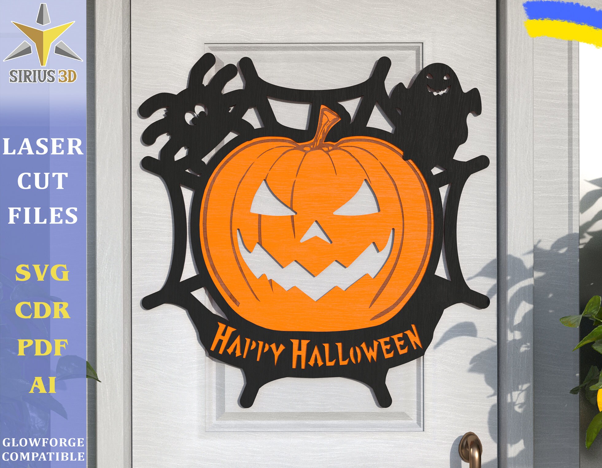 Halloween Door Hanger Pumpkin Face Halloween Sign Digital - Etsy