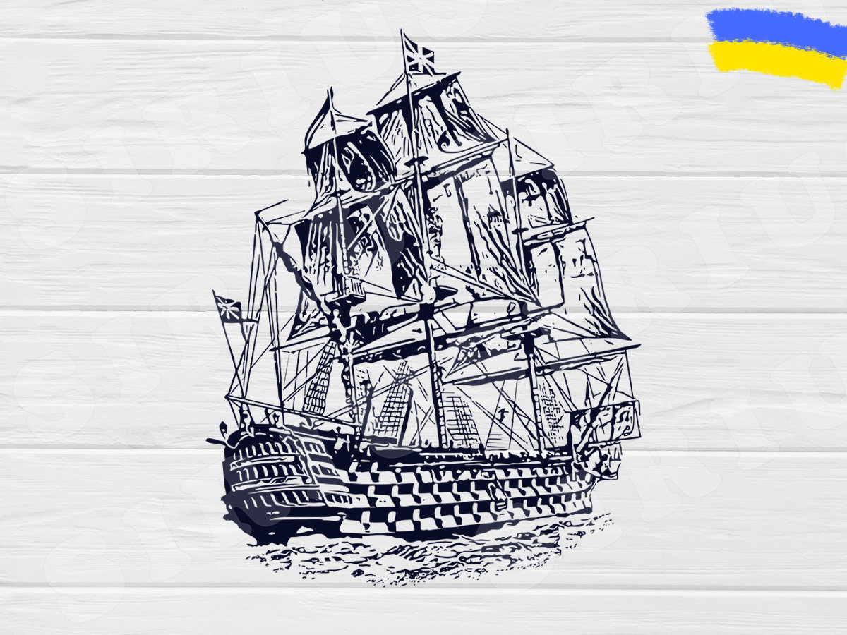 Sailboat Battle Ship Frigate Pirate Ship SVG Clipart AI - Etsy