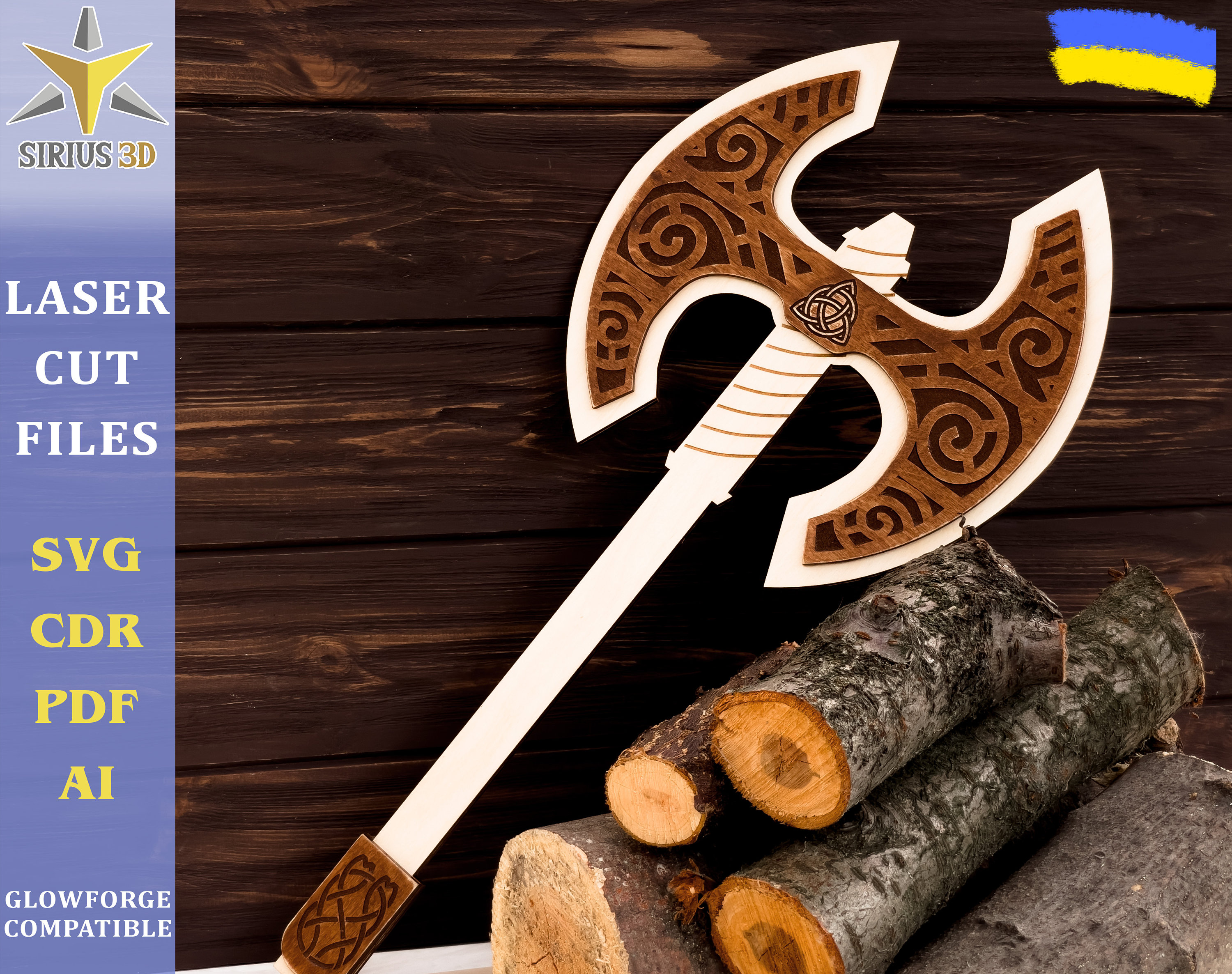 Laser Cut File Viking Two-sided Battle Axe SVG Vector Wall - Etsy