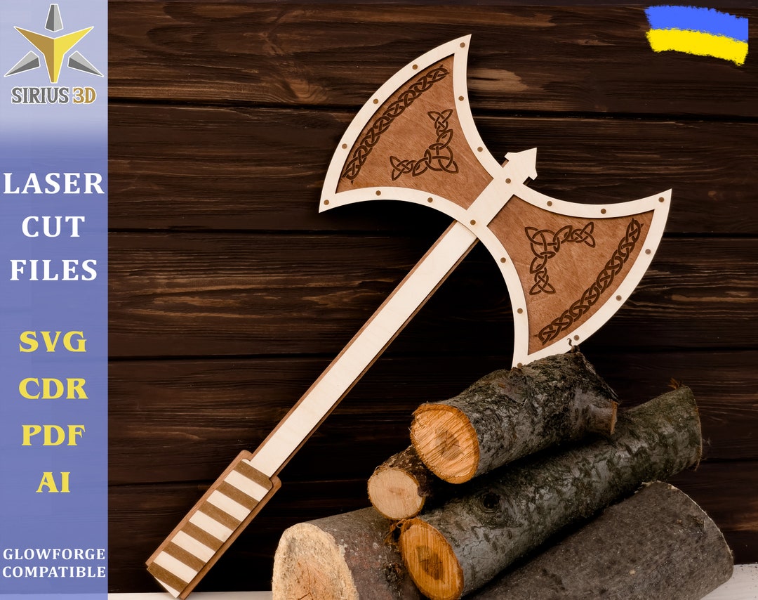 Laser Cut File Viking Battle Axe | Svg Pdf Ai Cdr - Etsy