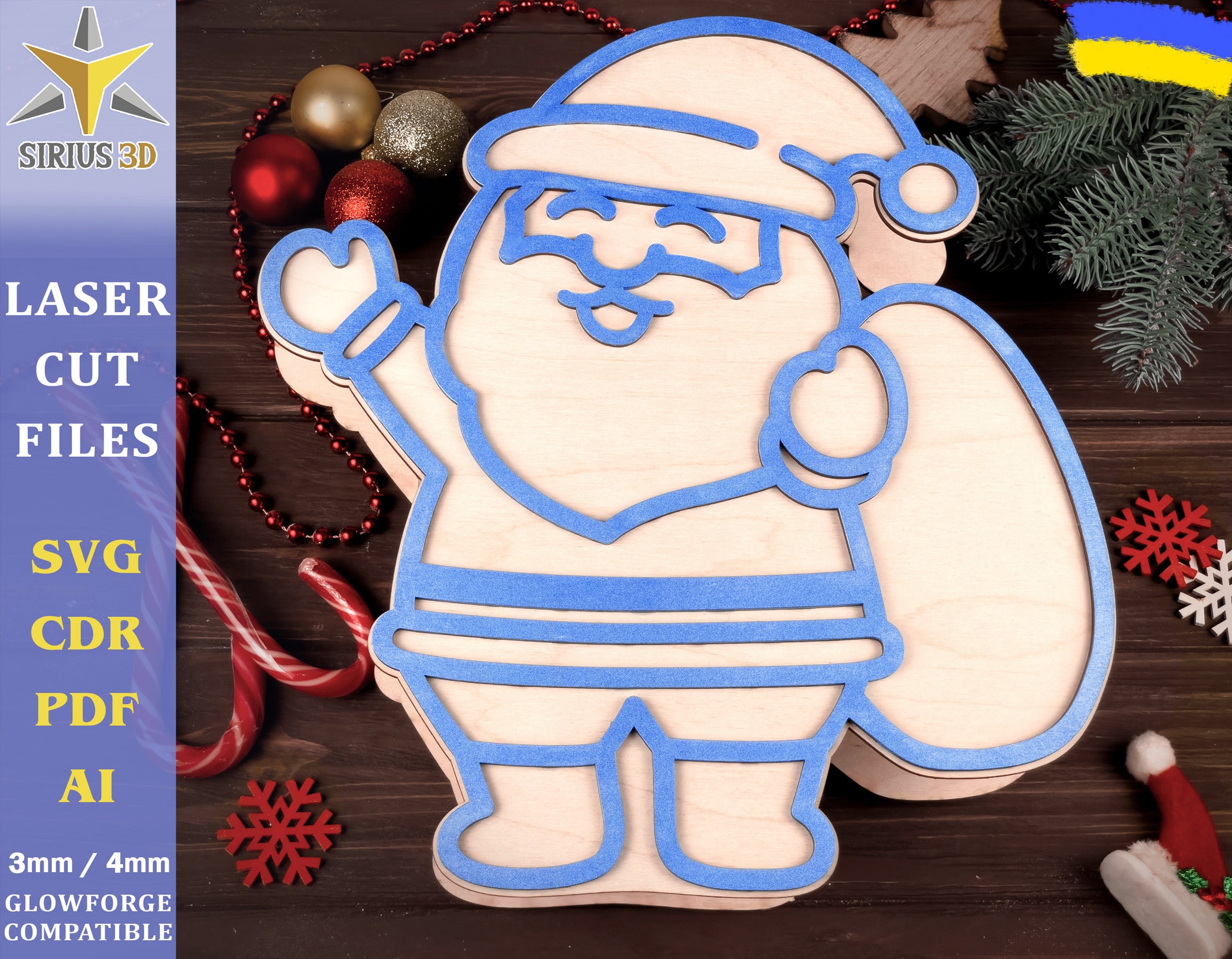 Santa Gift Box SVG File. Christmas Candy Box. 3mm 4mm. - Etsy