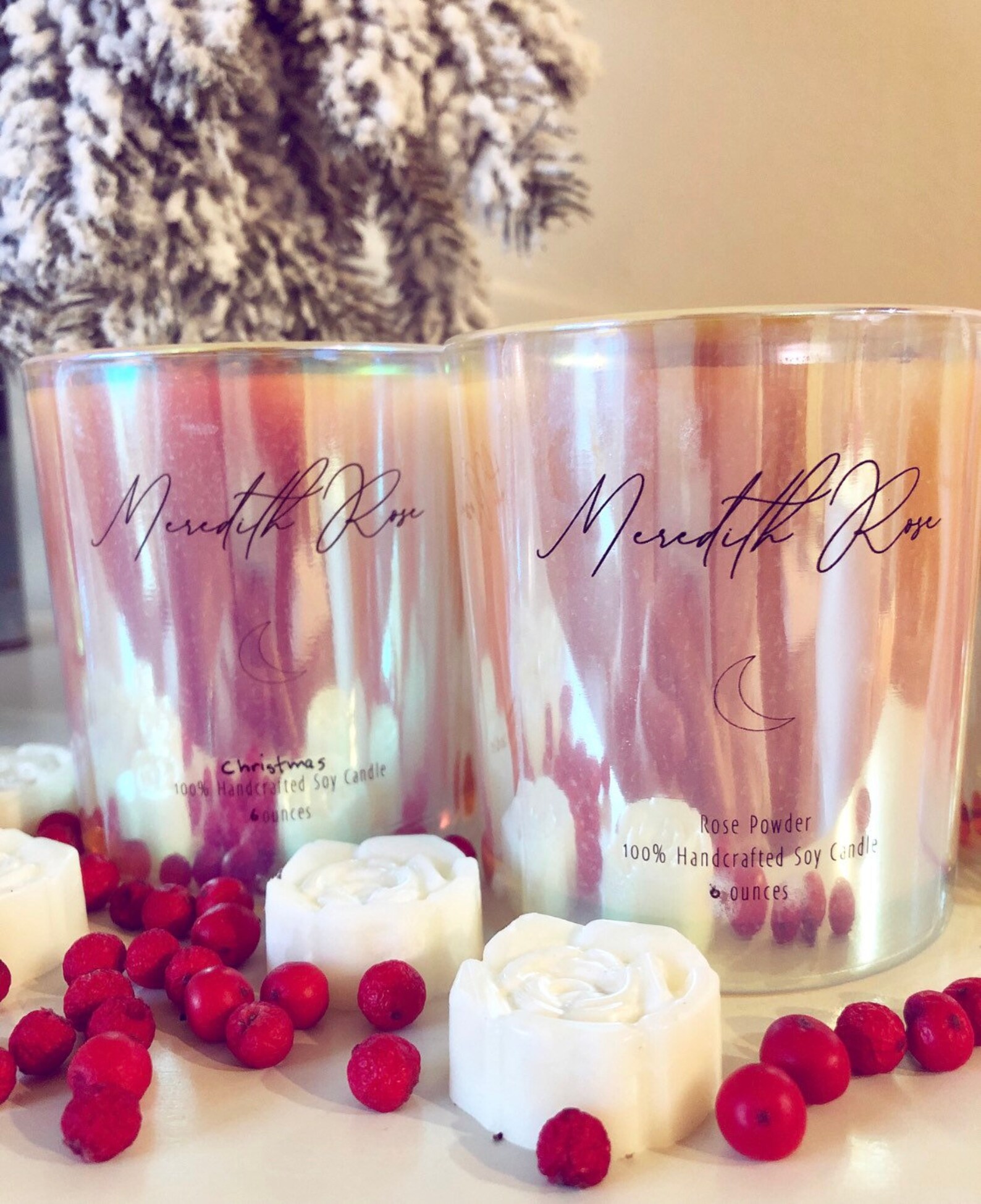 Iridescent Candle Crackling Wood Wick Natural Soy 6 oz and 9 | Etsy