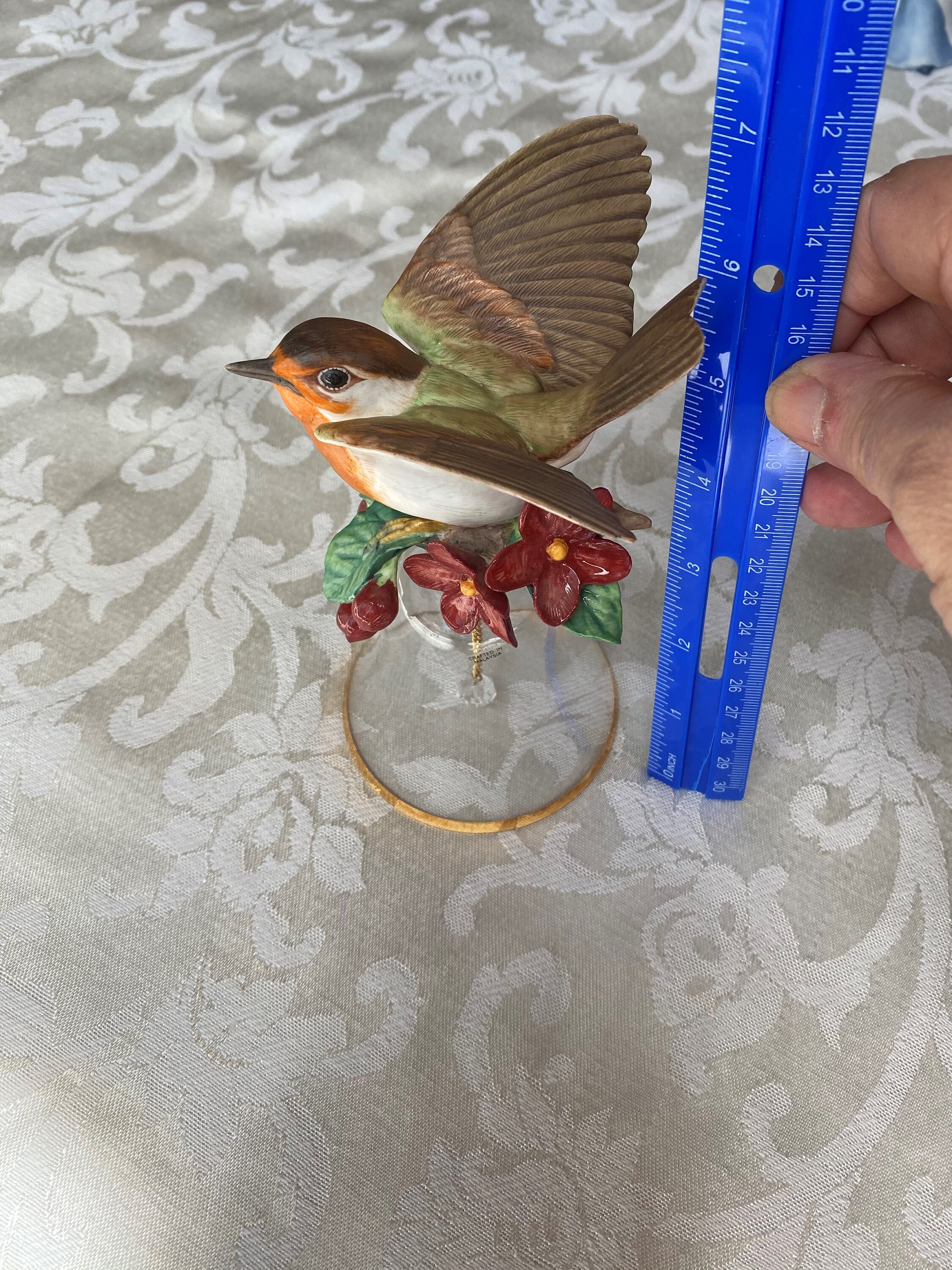 Robin Bird Bell Rose Collectors Bell Glass Gold Trim Color - Etsy UK