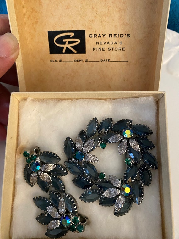 Grey Reids Gallery Brooch Brooch Earring Set Blue Green | Etsy