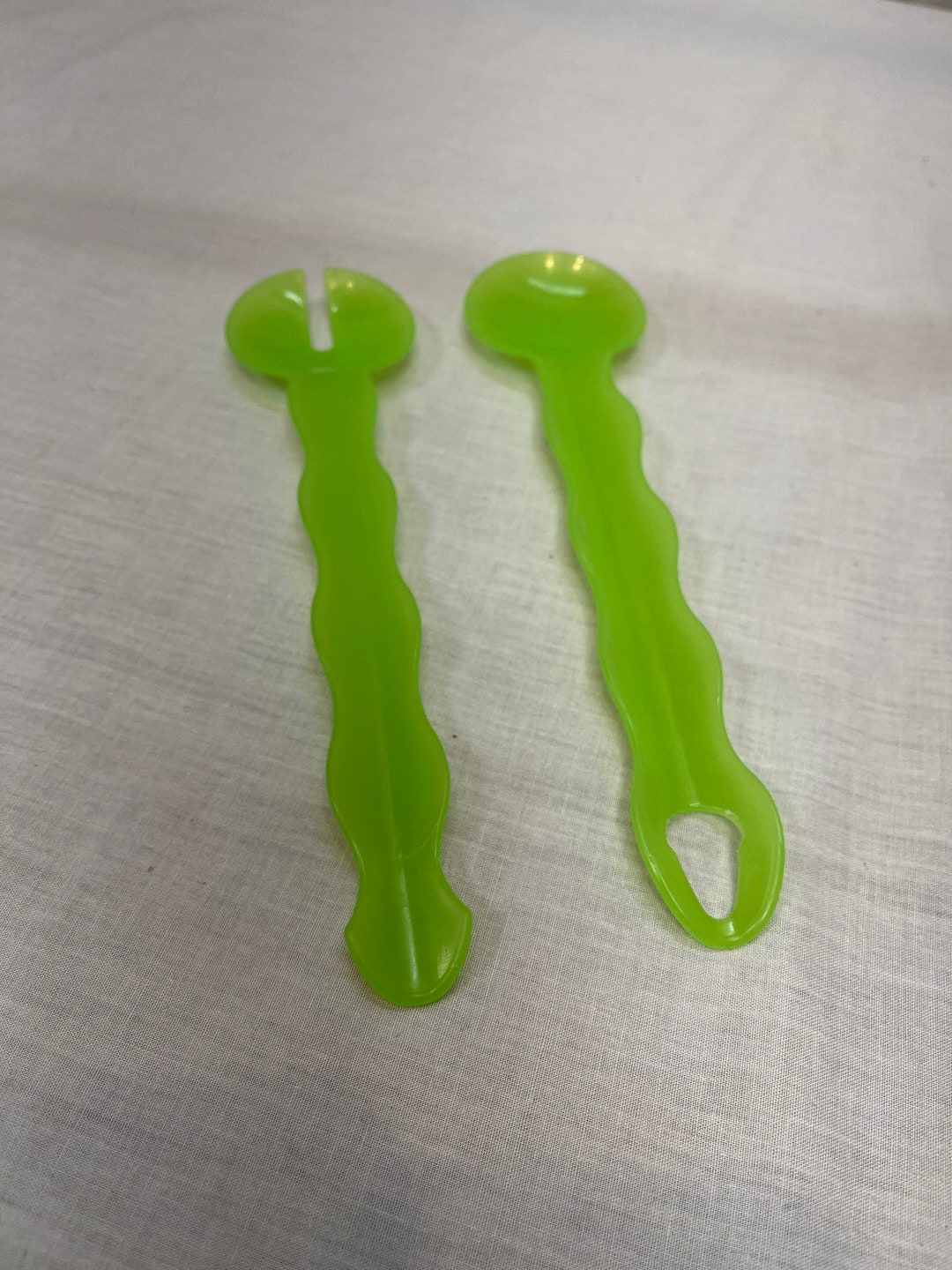 Tupperware Impression Tongs, Salad Spoon and Fork, Bright Green - Etsy
