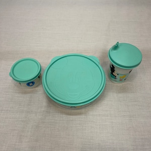 Mickey Mouse Tupperware Set Bowl Snack Cup and Sippy Cup 6 - Etsy