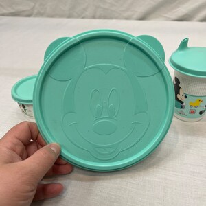 Mickey Mouse Tupperware Set Bowl Snack Cup and Sippy Cup 6 - Etsy