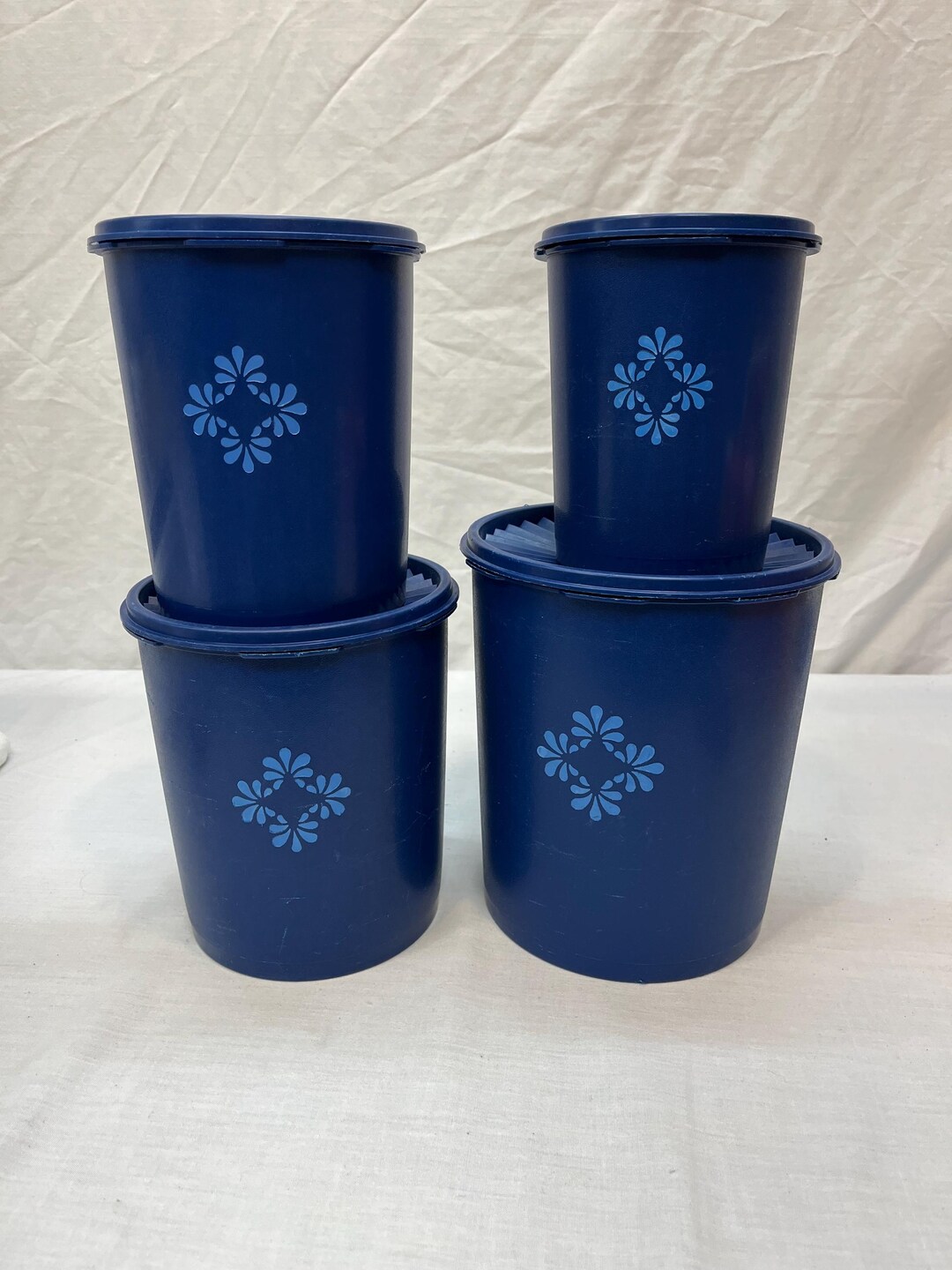 Vintage Tupperware Canister, Blue Canister Set, Set of 4, Storage ...