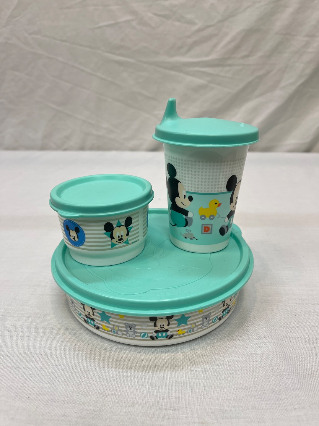 Mickey Mouse Tupperware Set, Bowl, Snack Cup, and Sippy Cup, 6 Piece ...