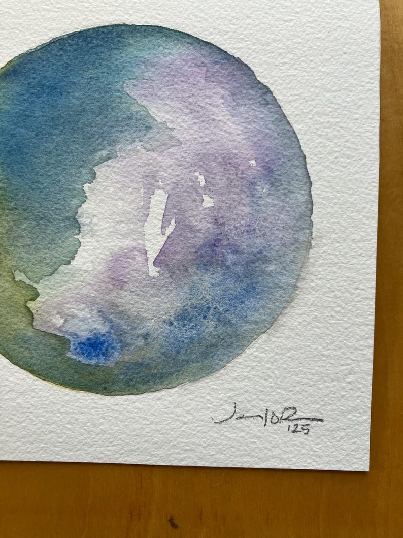 Abstract Planet Earth Watercolor Painting, Signed Original Artwork (8x8 ...