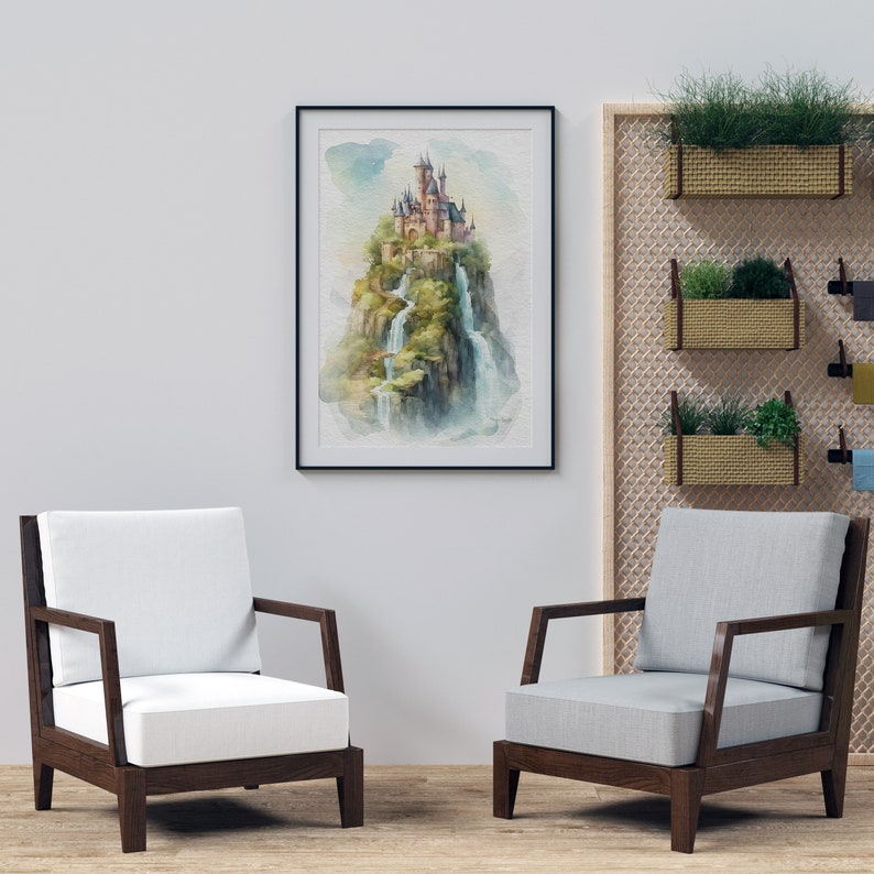 Printable Enchanted Castle Watercolor Print | Instant Downloadable Art ...