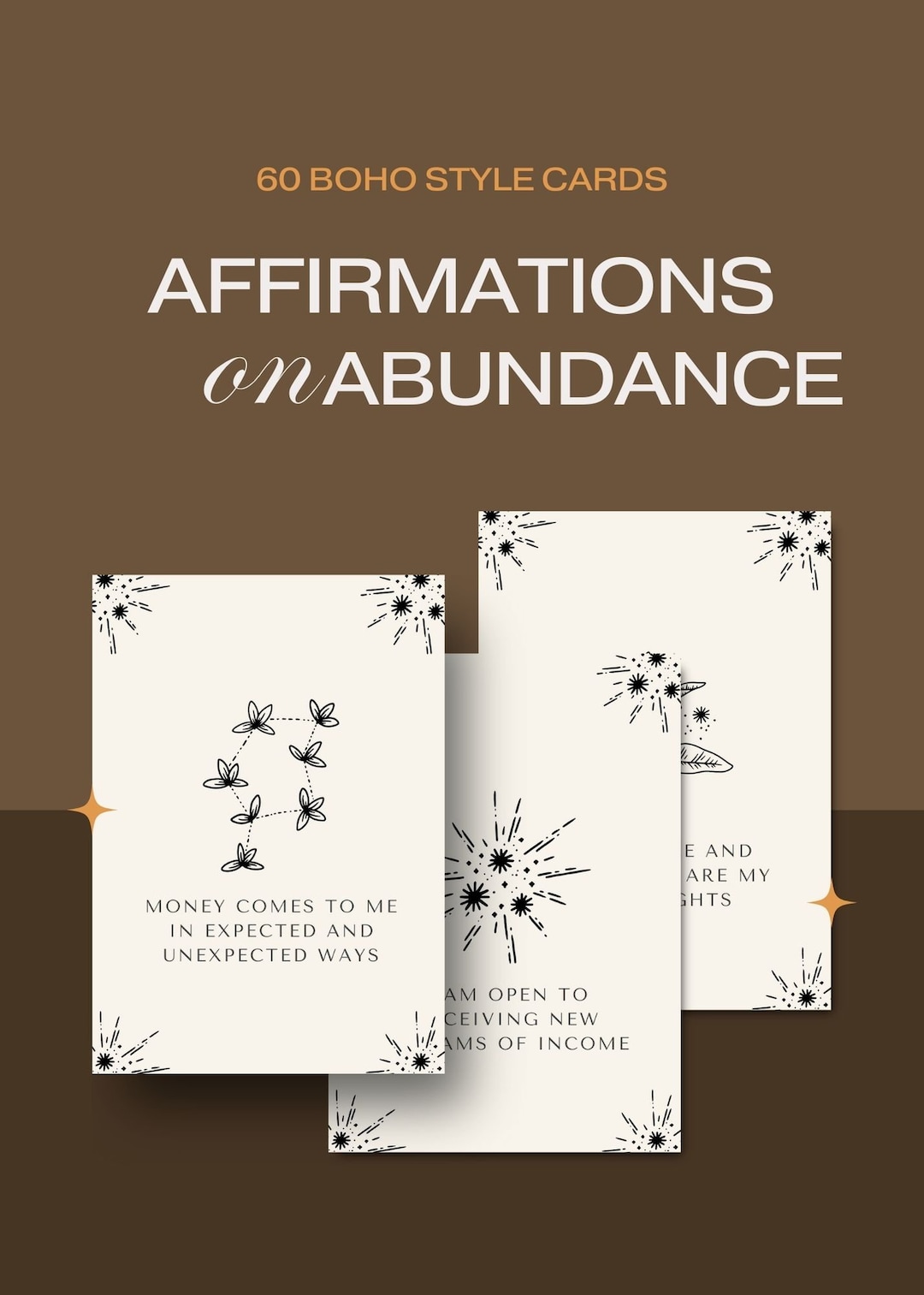 Printable 60 Abundance Mindset Daily Affirmation Cards | Boho Style ...