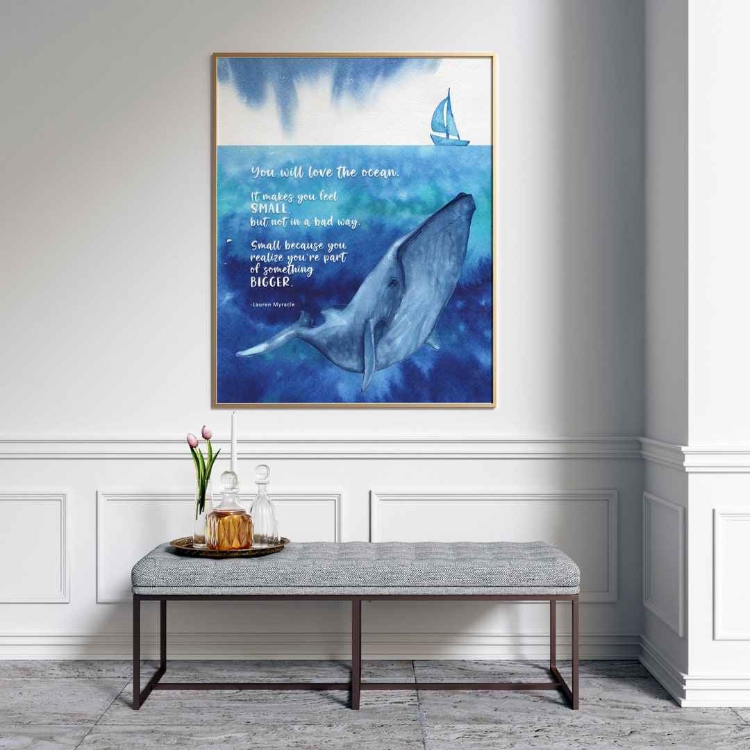 Ocean Blue Whale Watercolor Art Printable Poster, Digital Download - Etsy