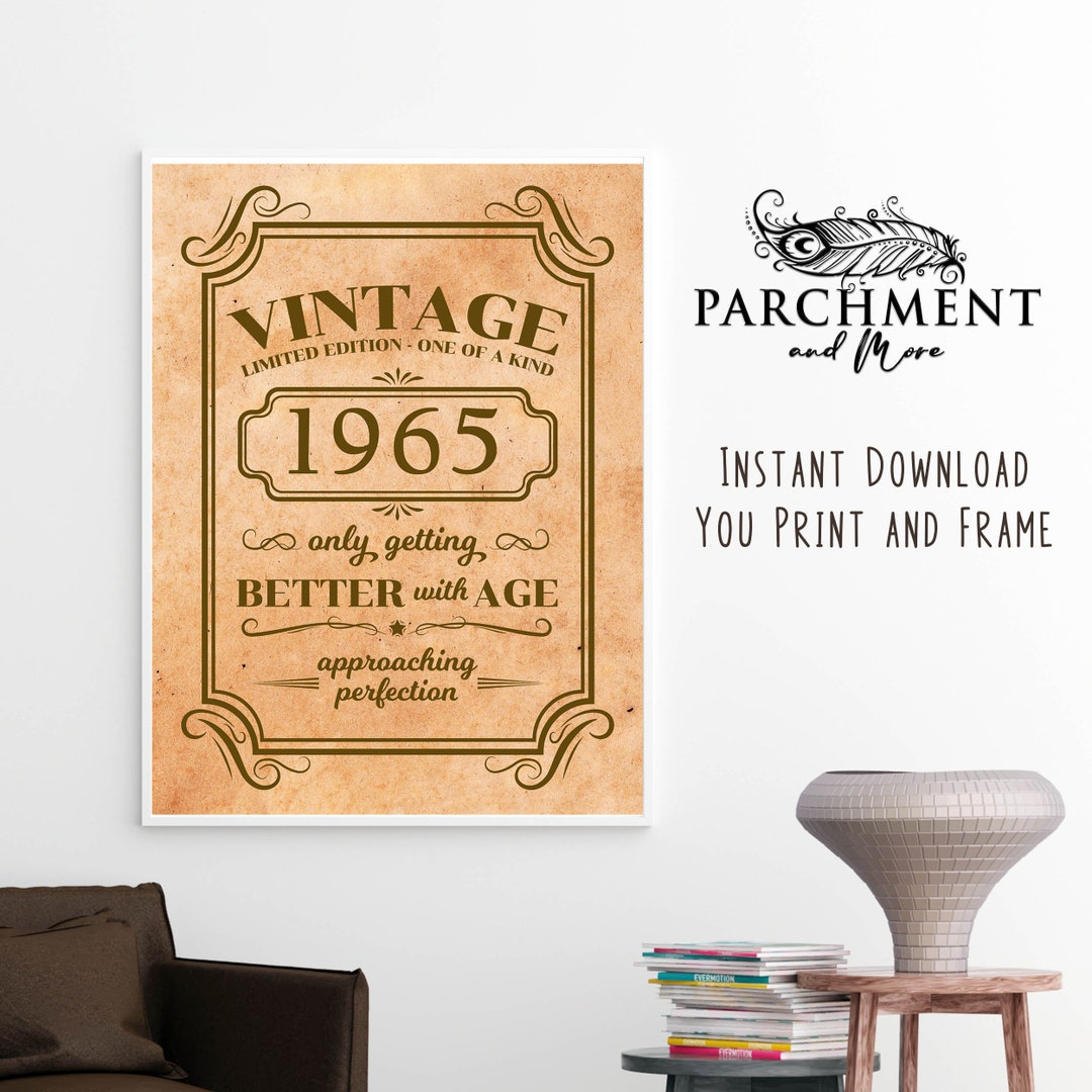 Printable 1965 Vintage Year Poster Download, Printable Wall Art, 60th ...