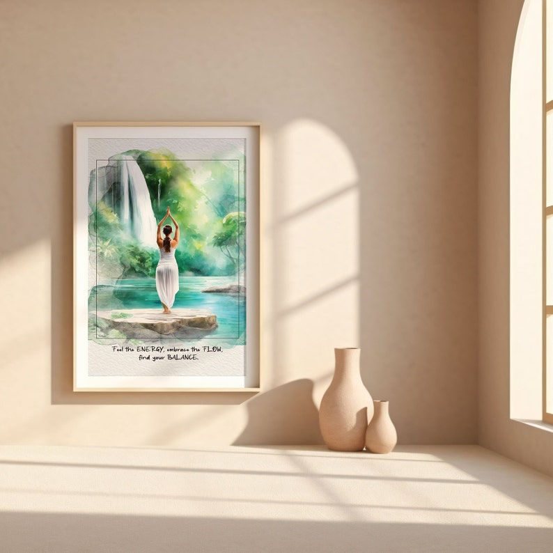 Watercolor Yoga Wall Art Print - Digital Download, Woman in Yoga Pose ...