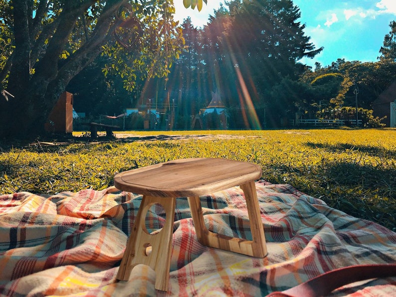 100% Solid Wood Picnic Table 40x28cm Folding Tray Outdoor Portable Oval ...