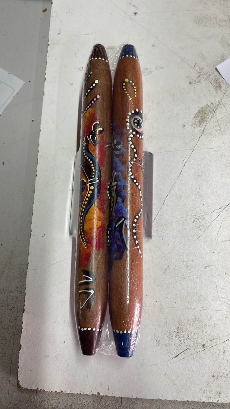 Set of 8 Pairs of Aboriginal Music/ Clapping Sticks Large Kids ...
