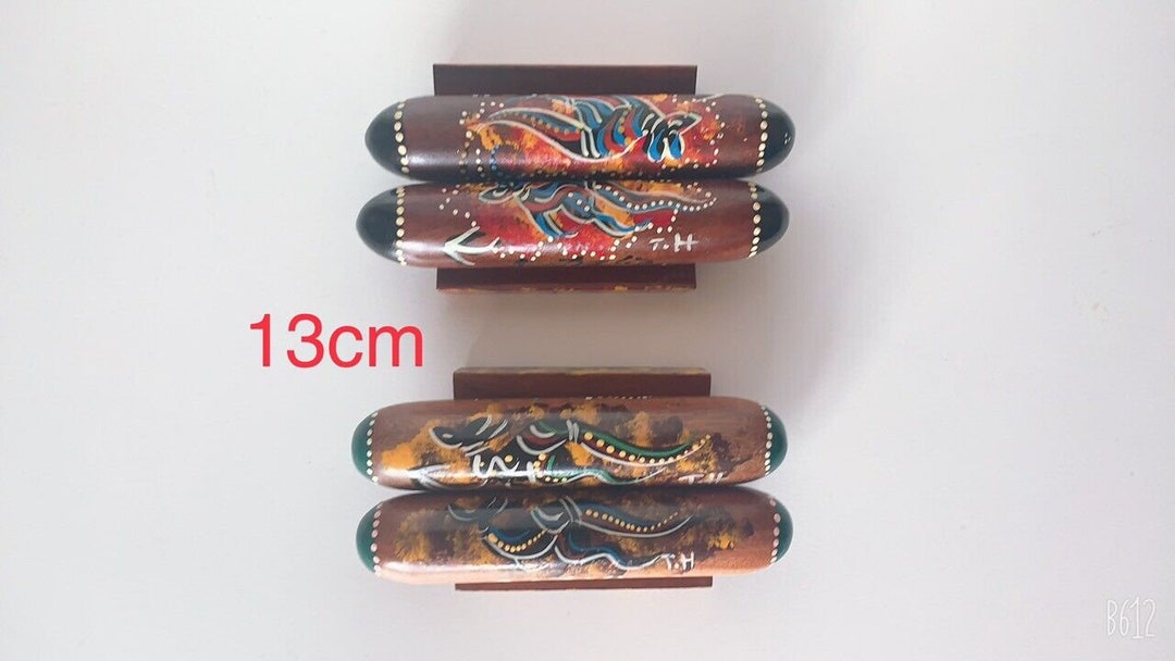 2 Small Pairs of Music Clapping Sticks With Aboriginal Art Australian ...