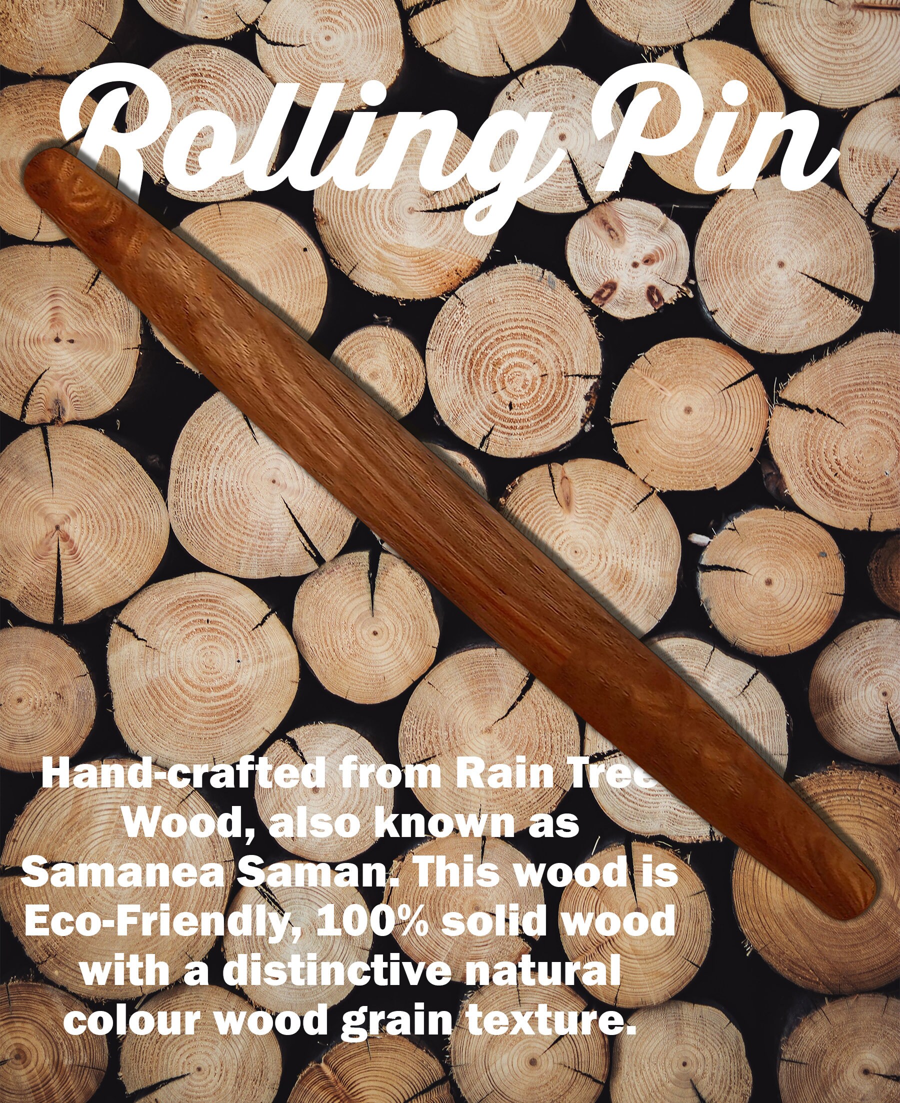 100% Solid Raintree Hardwood Premium Rolling Pin for Kitchen - Etsy