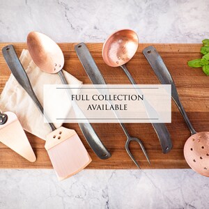 Hand Forged Black Stainless Steel and Copper Spatula * Pot Rack ...