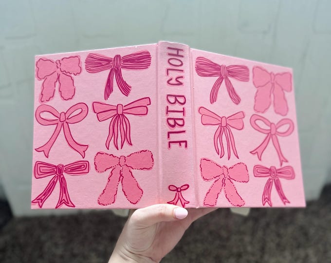 Preppy Hand Painted Bow Bible ESV Journaling Bible, Bows, Preppy Art ...