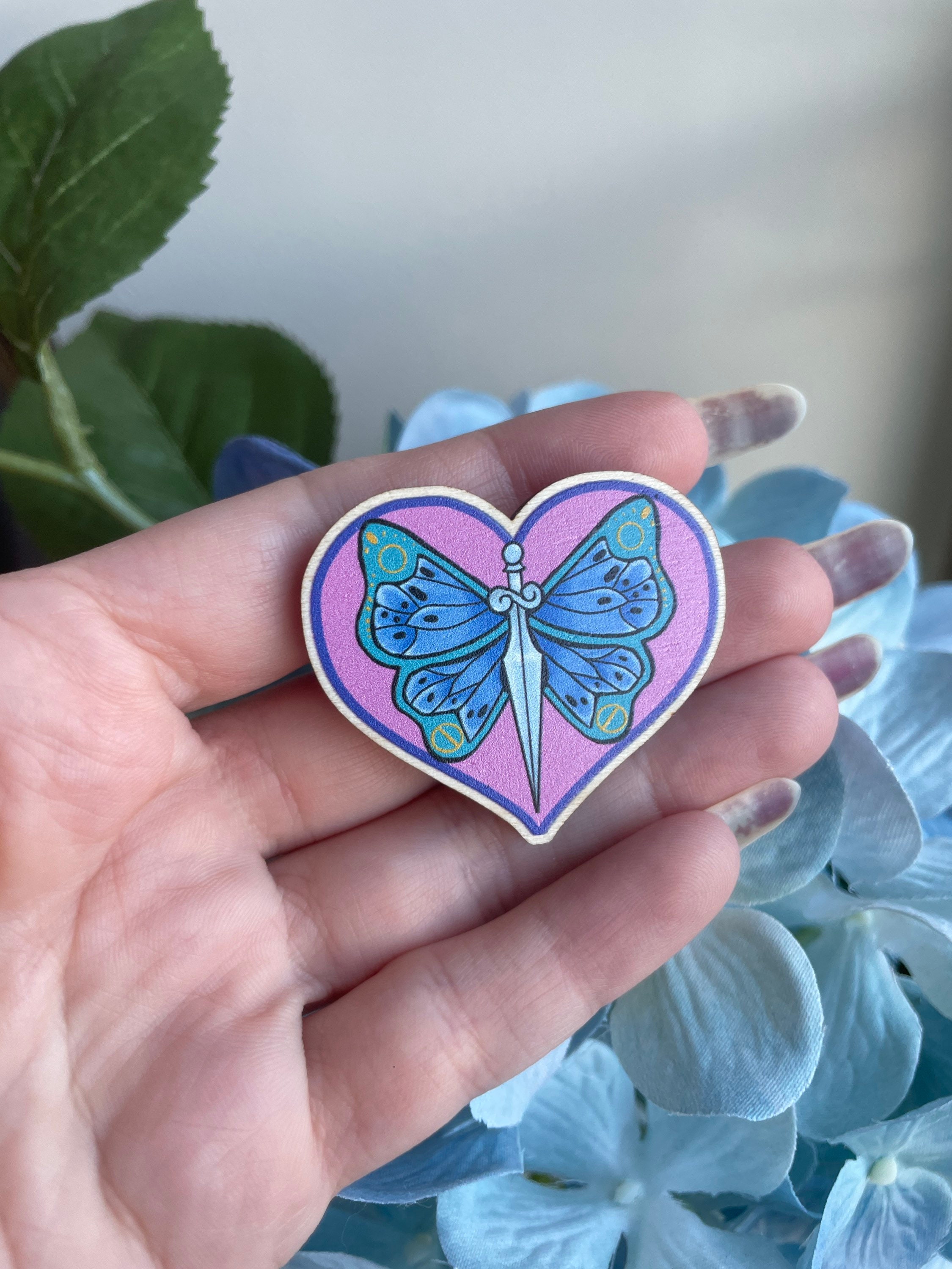 Wooden Butterfly Pin - Etsy