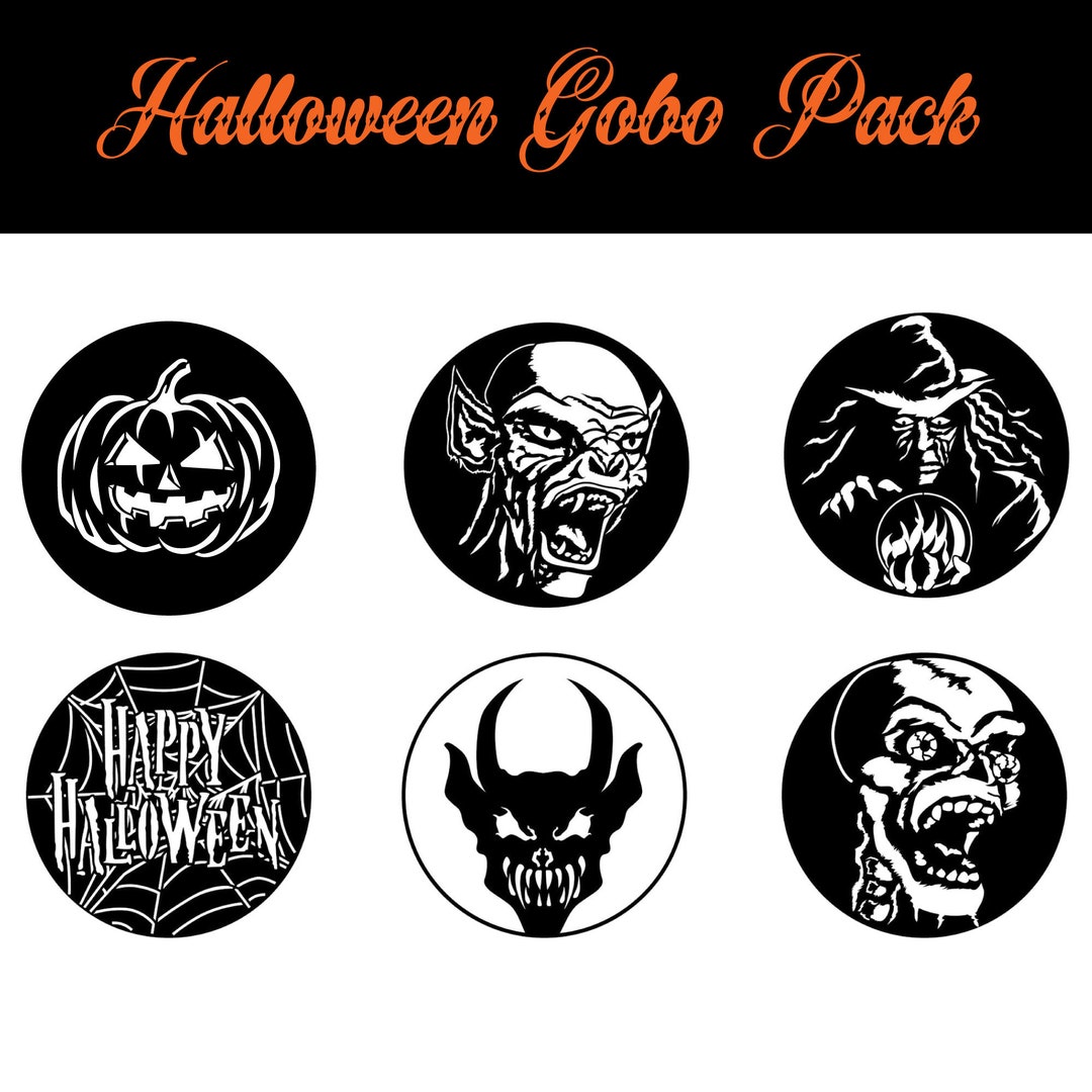 Halloween Gobo SVG Design 6-pack | Halloween Gobo Pattern SVG | Trick ...