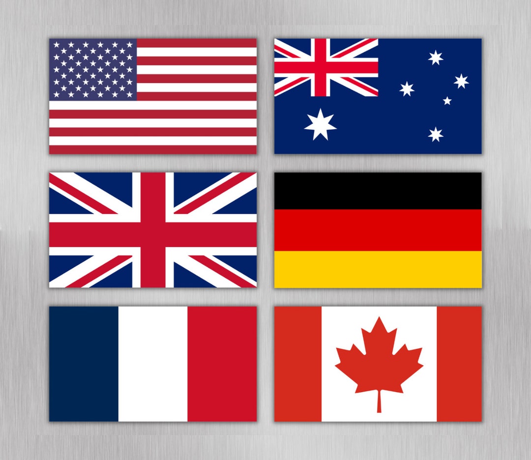 6 Flags Fridge Magnets, United States, Australia, Great Britain ...