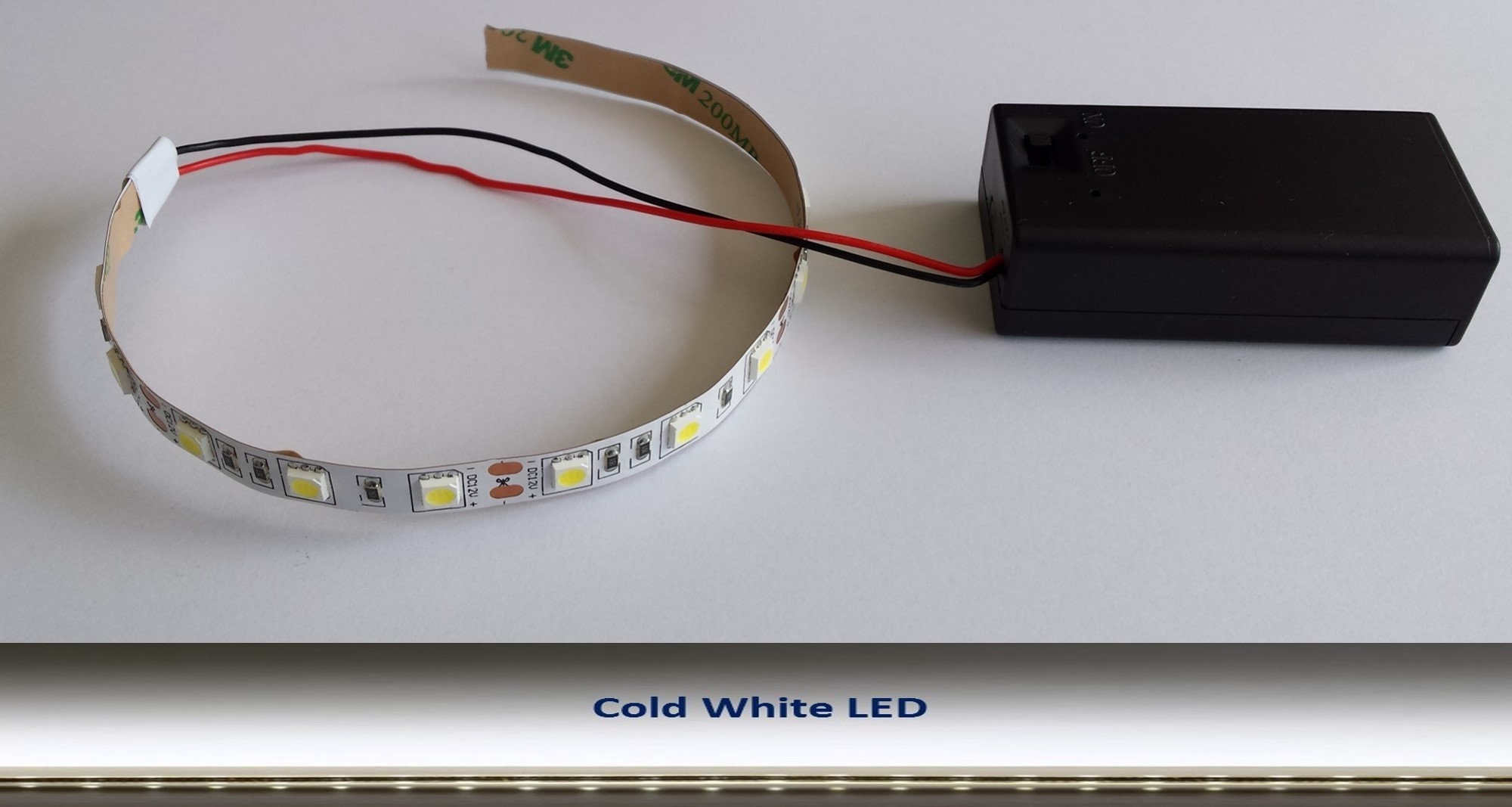 Warm White LED Strip Battery Operation 9V, LED Shelving, Lighting ...