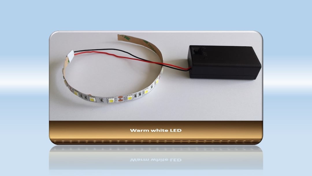 Warm White LED Strip Battery Operation 9V, LED Shelving, Lighting ...