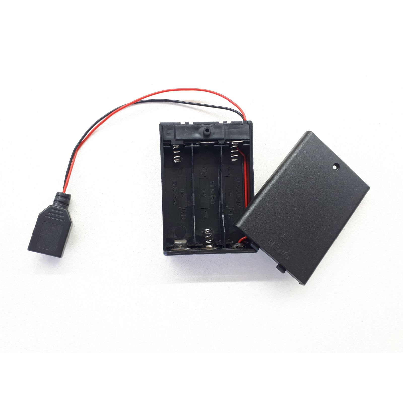 3AA Battery House USB Female Connection, Battery Holder, USB Female ...