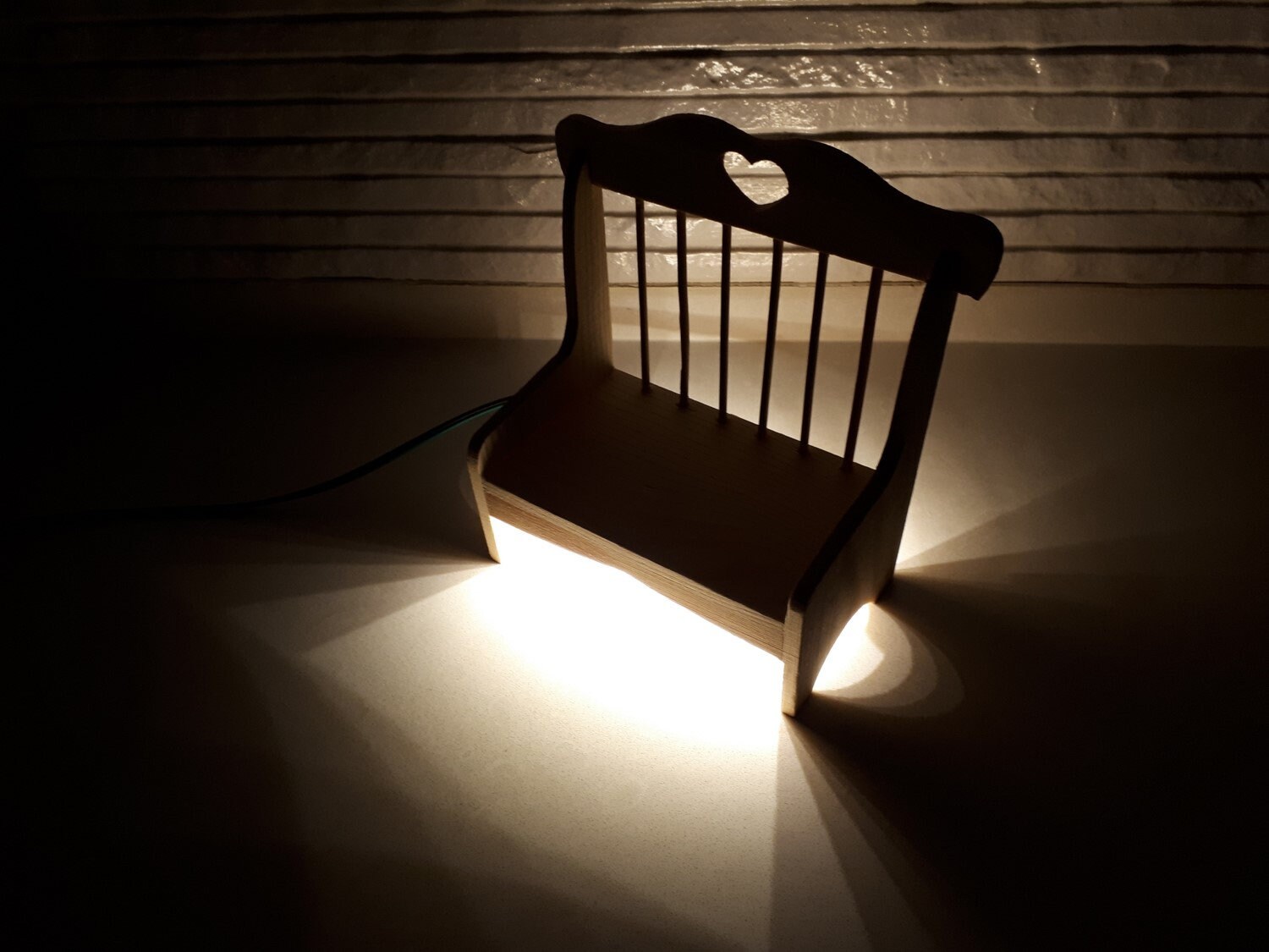 Wooden LED Table Lamp LED Lamp Wooden Bench Night Light - Etsy