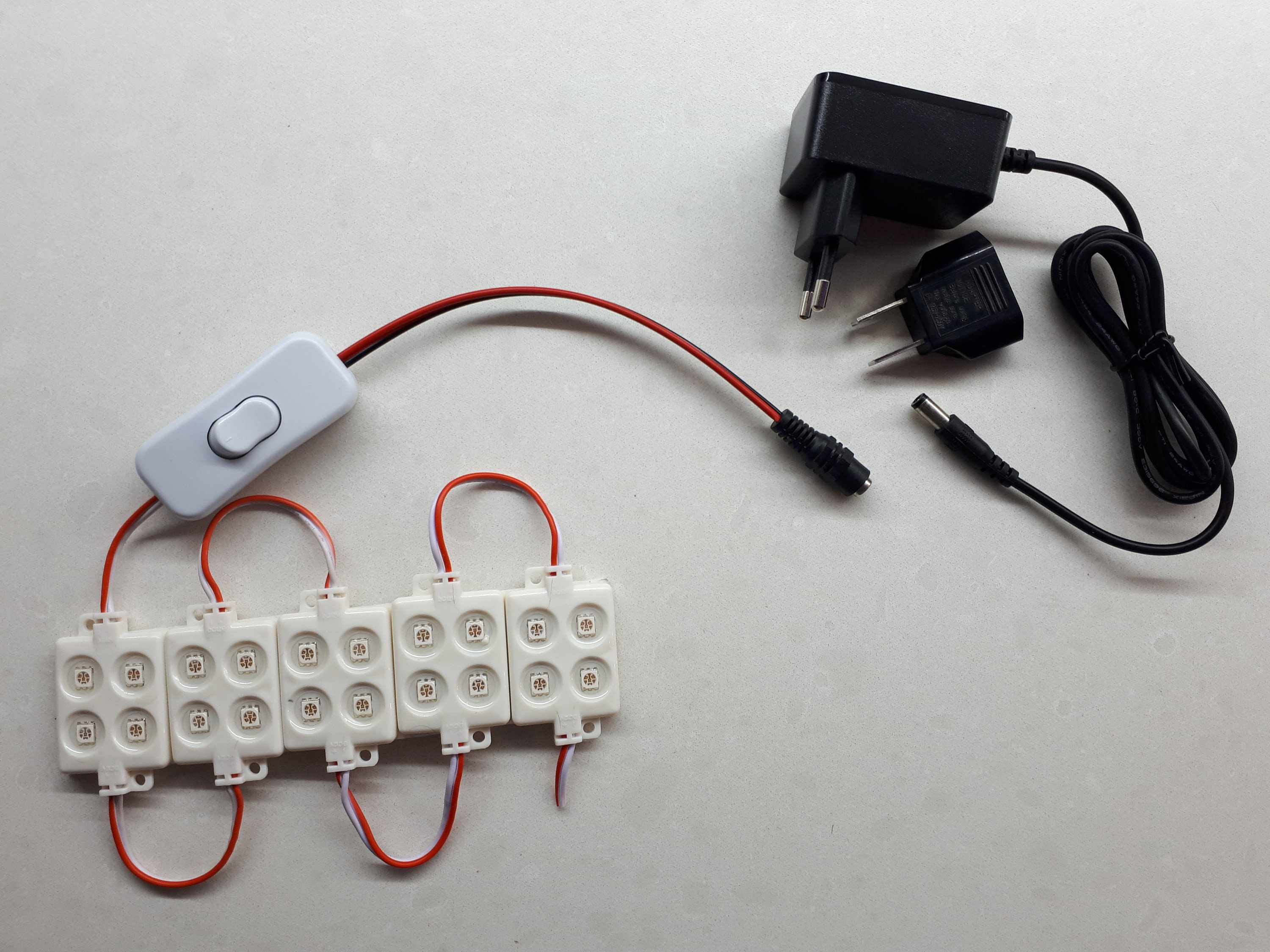 5 Red LED Module, Power Supply, ON OFF Switch, Drinks Bar Lighting ...